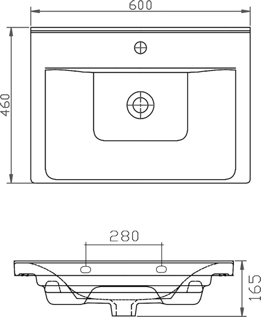 Aqualine Sapho, SAVA 60 nábytkové umyvadlo 60x16,5x40 cm