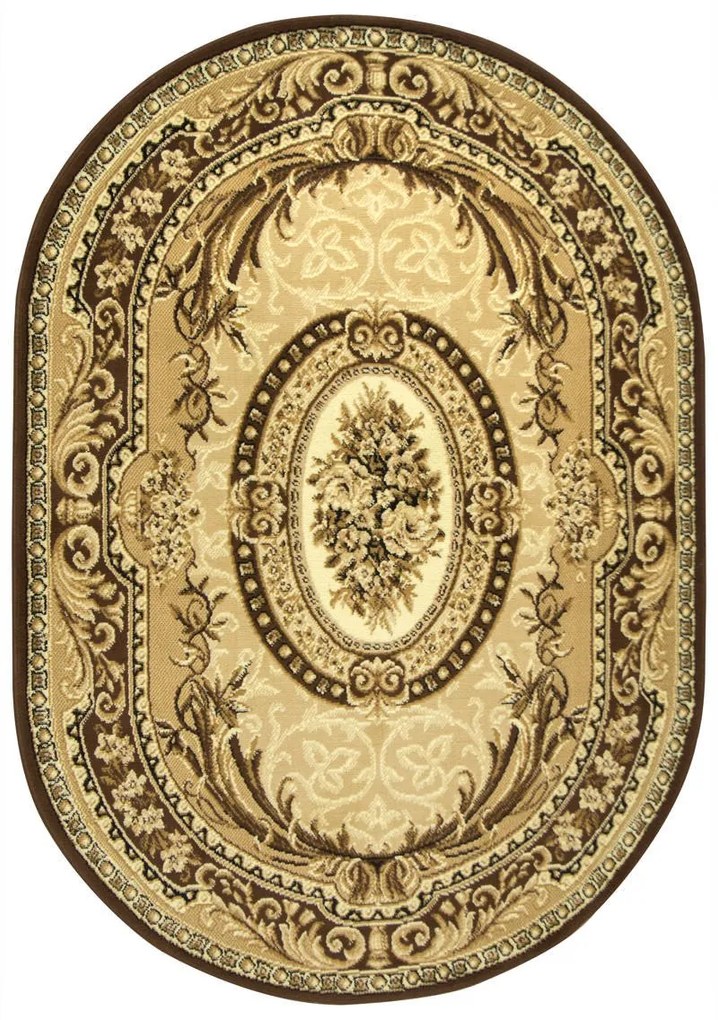 Oválný koberec GOLD 042/12A krémový Rozměr: 200x400 cm