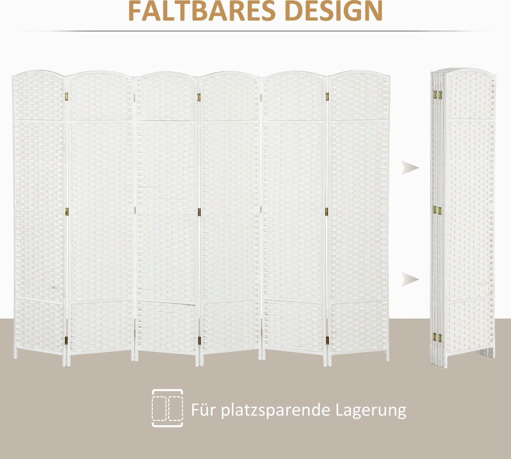 HOMCOM 6-panelový rozdělovač místností 240x170 cm skládací dělicí stěna pro obývací pokoj, ložnici a kancelář