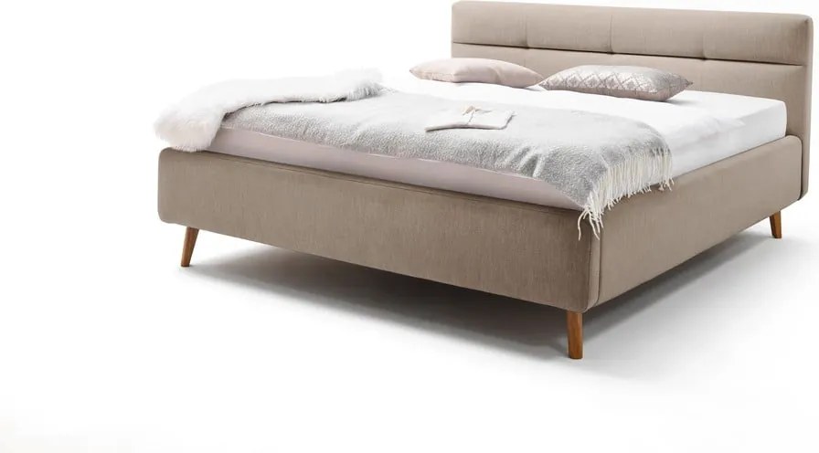 Béžová čalouněná dvoulůžková postel s úložným prostorem s roštem 180x200 cm Lotte - II. jakost – Meise Möbel