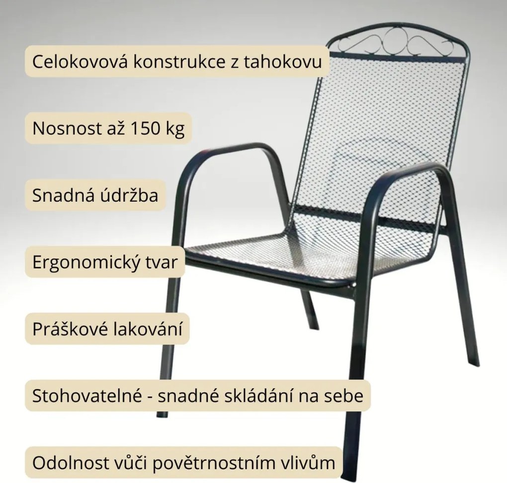 Vikio Zahradní jídelní kovový set pro 6 osob V126 antracit