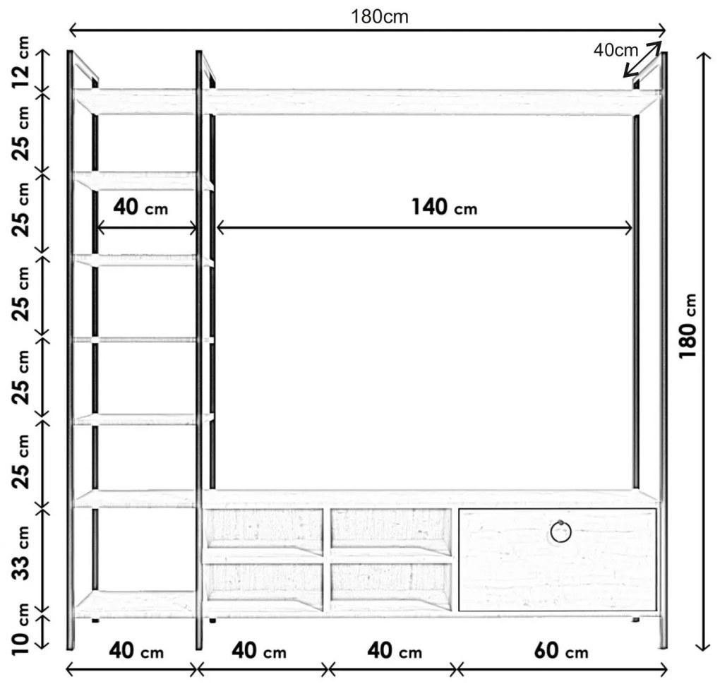 Obývací stěna Siyah Demirli 180 cm bílá
