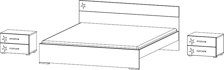 Postel s nočními stolky Lorca 160x200 cm, bílá/lesklá bílá