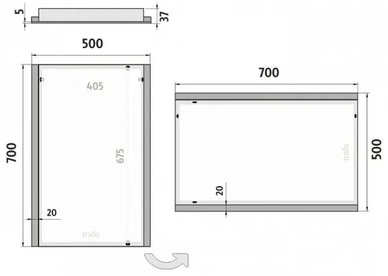 NIMCO ZP 11001 - LED Koupelnové podsvícené zrcadlo 6500K 70x50 cm IP44