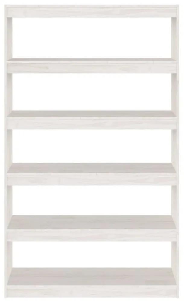 Petromila Knihovna / dělicí stěna bílá 100x30x167,5 cm masivní borovice
