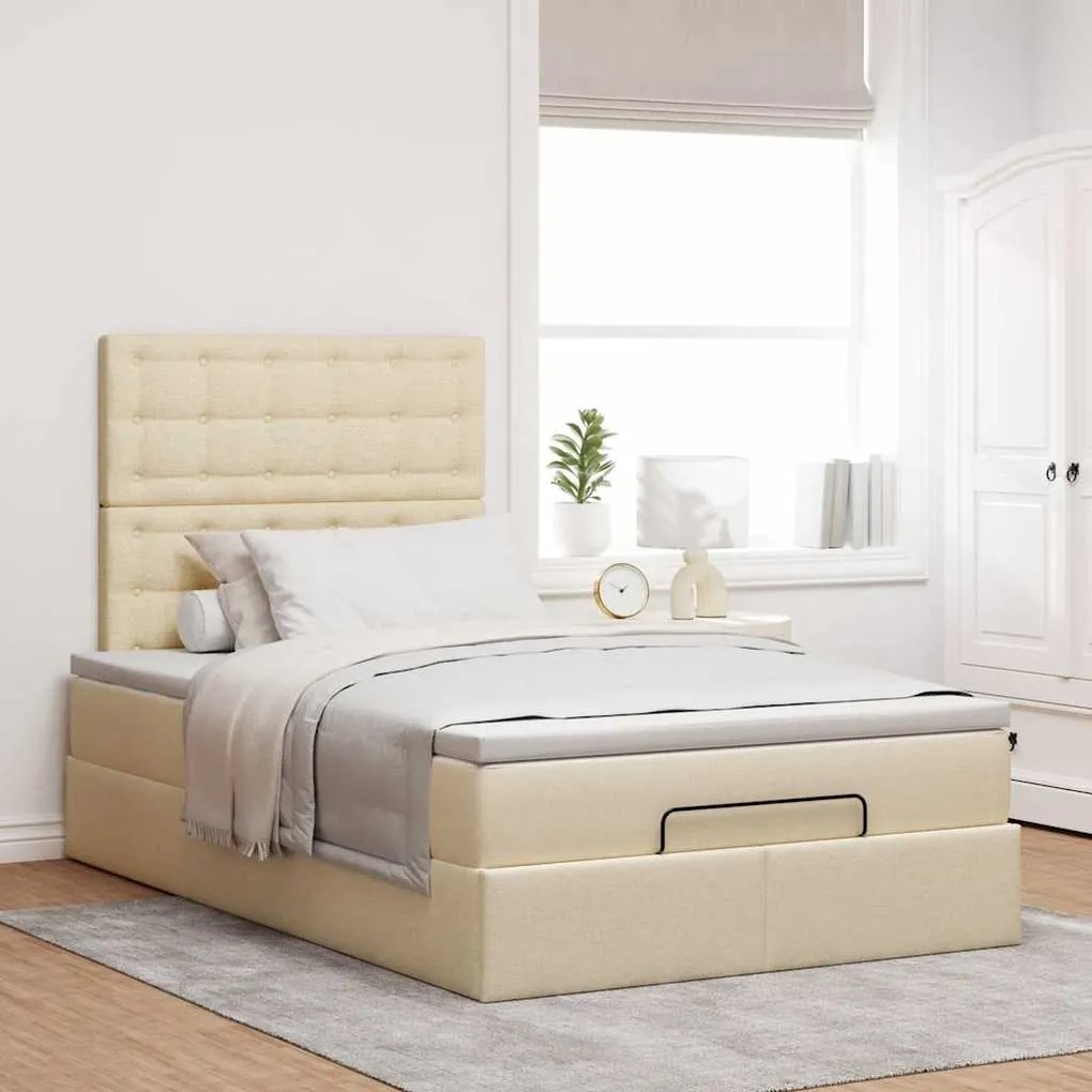 Osmanský rám postele s matrací krémová 120x190cm textil 3314160
