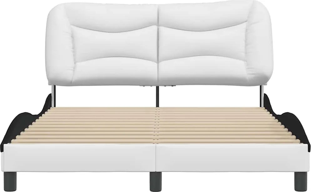 Rám postele bez matrace Hvar bílý a černý 140 x 190 cm umělá kůže 3208001