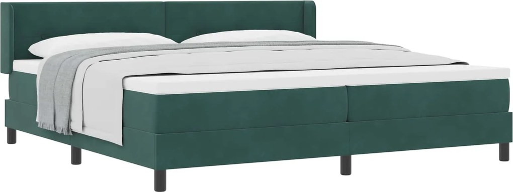 Postel s boxspringem s čelo Tmavě zelená 200 x 200 cm samet 3341489