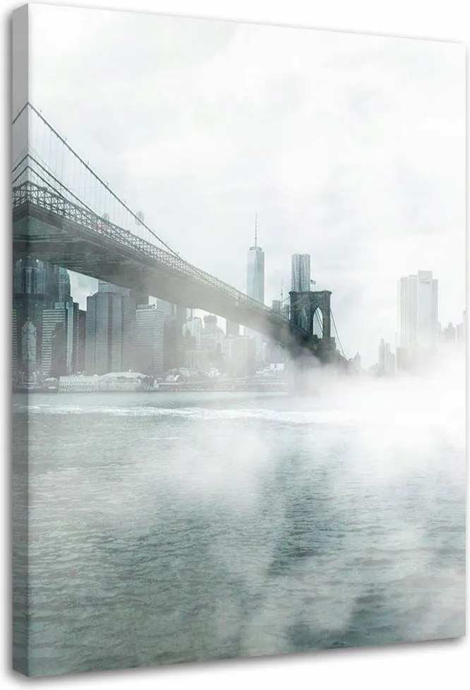 Obraz na plátně, Mlha u Brooklynu Bridge 40x60