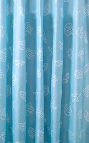 Aqualine Aqualine, Sprchový závěs 180x200cm, polyester, modrá, mušle, ZP006