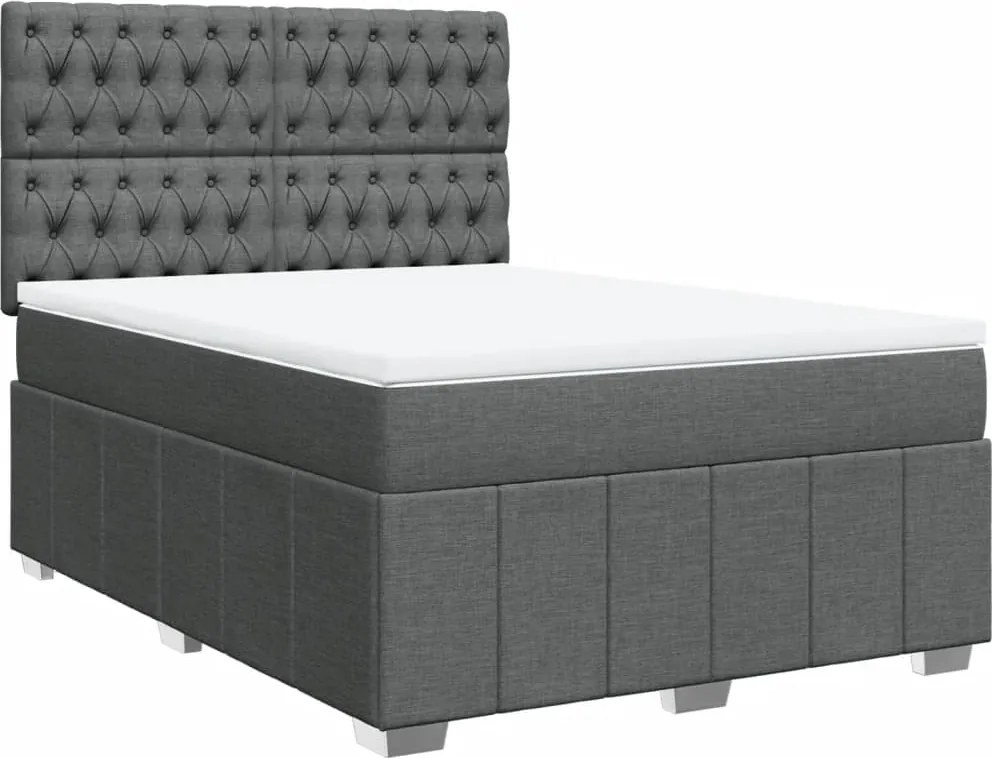 Box spring postel s matrací tmavě šedá 140x200 cm textil 3293999