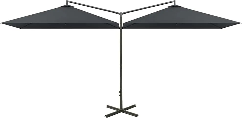 Dvojitý zahradní slunečník s ocelovou tyčí antracit 600x300 cm 312556