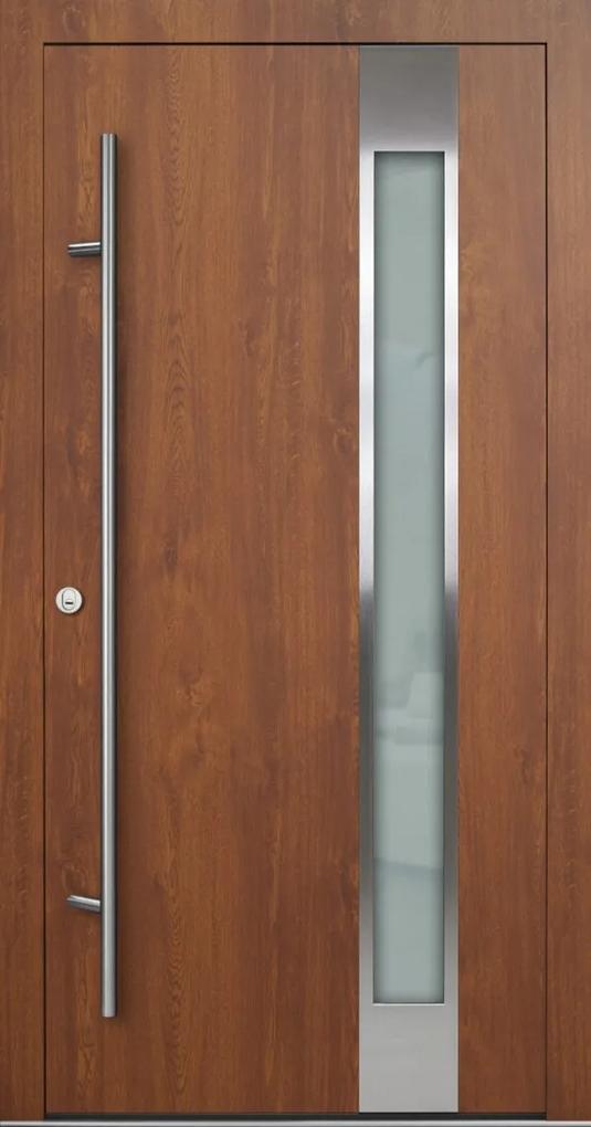 FM Turen - Feldmann & Mayer Vchodové dveře s ocelovým opláštěním FM Turen model DS04 Orientace dveří: Levé, otevírání dovnitř, Dekor: Zlatý dub, Standardní rozměr dveří včetně rámu: 98 cm x 208 cm - vnější rozměr rámu