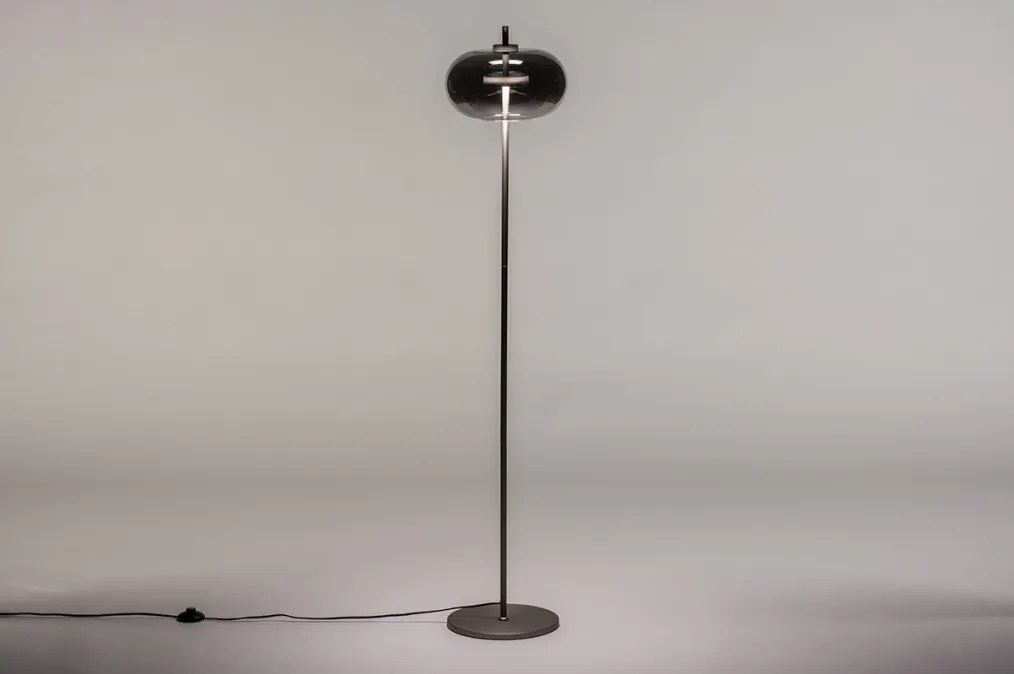 Stojací designová lampa Atomo Black and Satin Steel