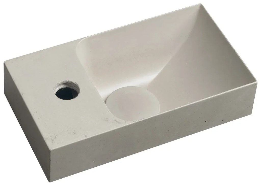 Sapho Sapho, PICCOLINO betonové umyvadlo 30,8x17cm, baterie vlevo, písková, PK30014