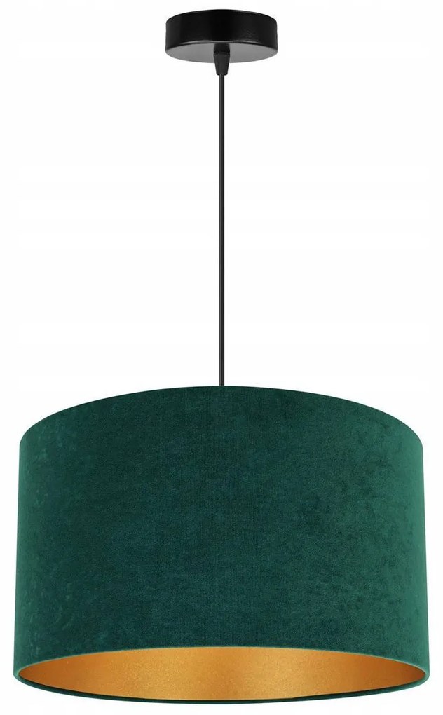 Závěsné svítidlo Mediolan, 1x tmavě zelené/zlaté textilní stínítko, (fi 35cm)