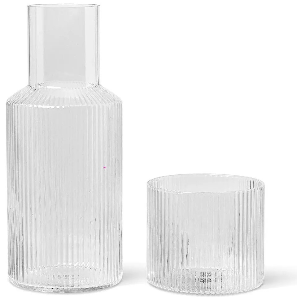 FERM LIVING Sada karafy se skleničkou Ripple 0,5 l Clear