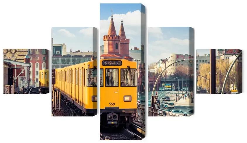 Vícedílný obraz Žlutý Vlak V Berlíně Na Železničních Tratích Nedostatek Nedostatek Přírodní plátno 200x120