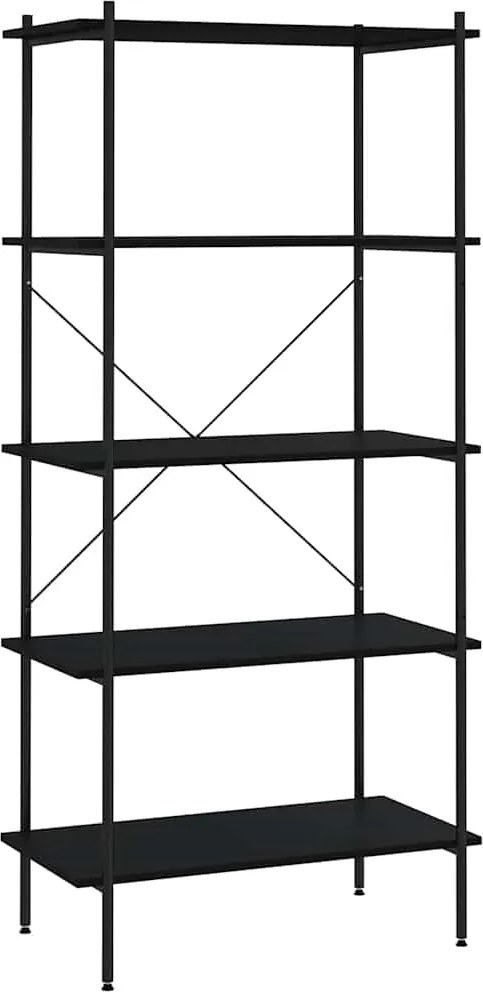 Policový regál s 5 policemi černý 80 x 40 x 163 cm 336347