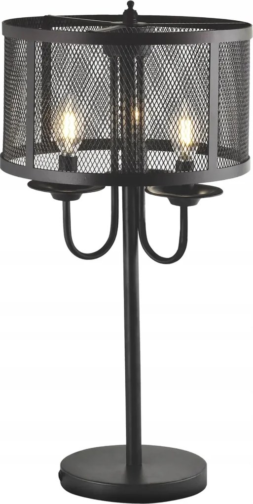 Stolní lampa noční černá driciana, kruhová, industriální 68 cm Polux