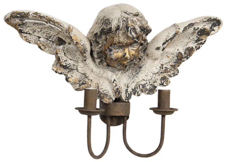 Nástěnná lampa s andělem s patinou – 56x16x38 cm