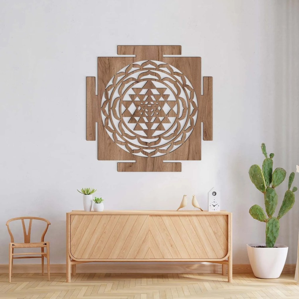 DUBLEZ | Dřevěná mandala na zeď - Symbol Sri Yantra | Obraz