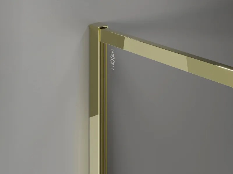 Mexen, Mexen Kioto-XF sprchová stěna s rámem 100 x 202 cm, grafit 10 mm, zlatá - 800-100-104-50-40-X
