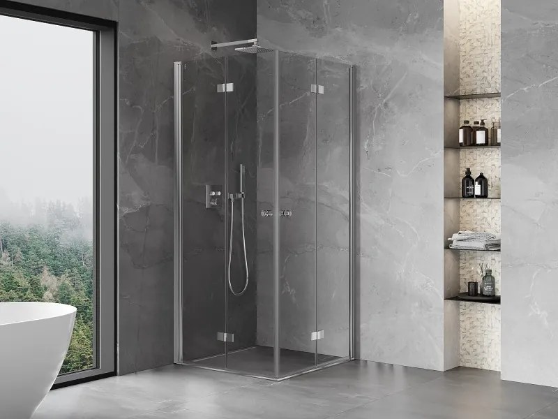 Mexen Mist-F Duo, skládací sprchový kout 85 x 85 cm, čiré sklo, chromový profil, 8A6-085L-085P-01-00