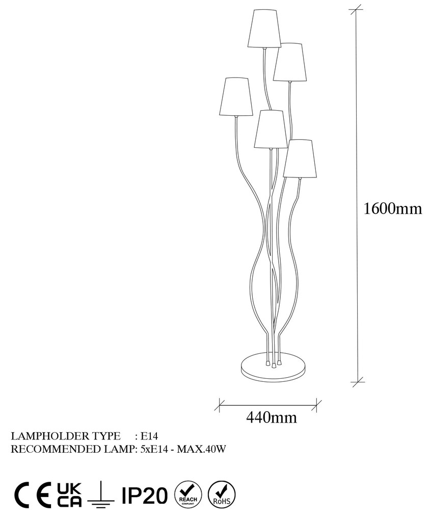 Opviq Stojací lampa Bonibon - 13234, Černá, Bílá