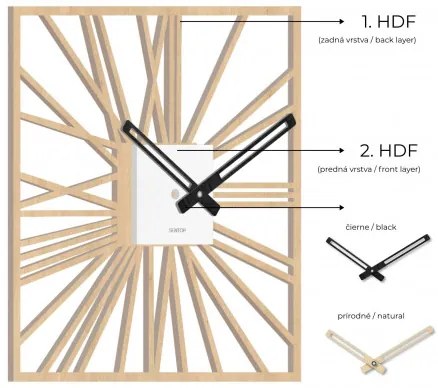 Dřevěné nástěnné hodiny černé, bílé nebo javorové | SENTOP HDFK038-javor
