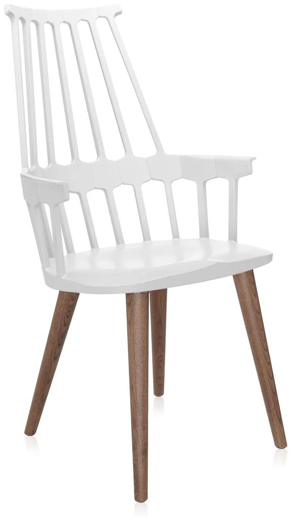 Kartell - Židle Comback Wooden Legs, bílá/dub