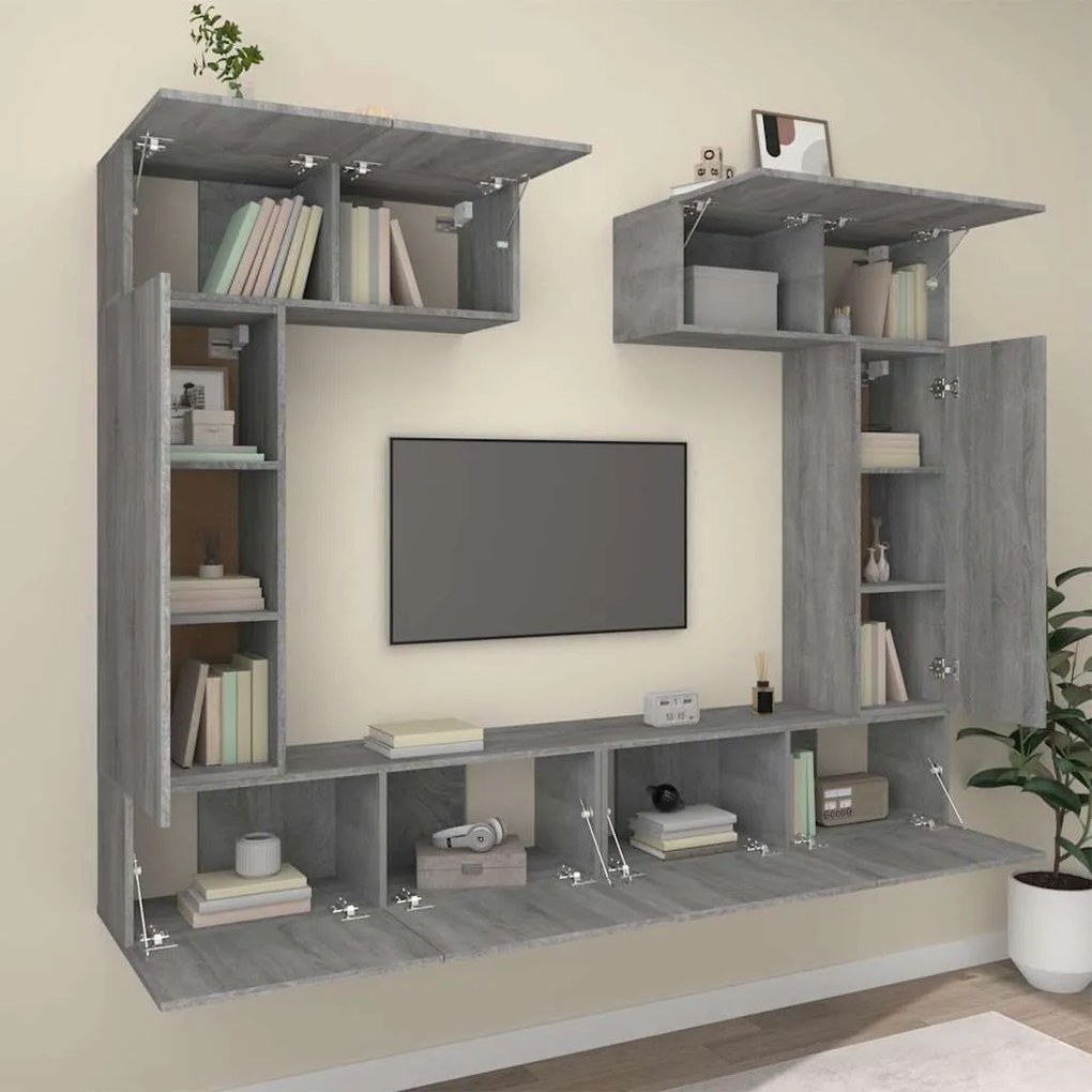 6dílný set TV skříněk šedý sonoma kompozitní dřevo 3114468