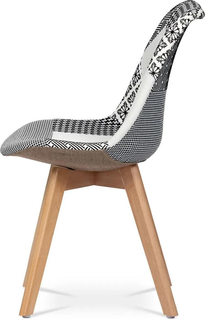 Autronic Jídelní židle, potah látka patchwork, dřevěné nohy, masiv přírodní buk CT-763 PW2