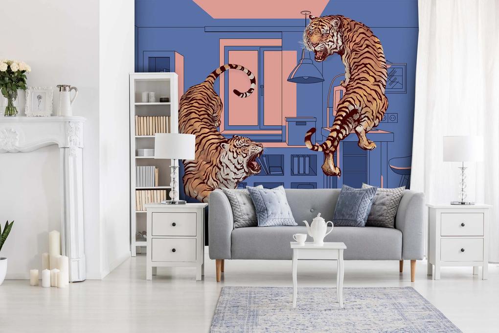 Malvis ® Tapeta Tygři v pokoji Vel. (šířka x výška): 144 x 105 cm