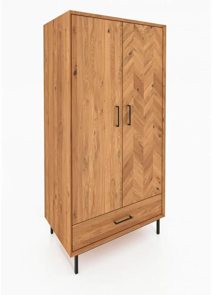 Šatní skříň z dubového dřeva v přírodní barvě 97x196 cm Abies – The Beds
