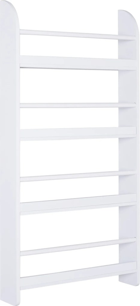 HOMCOM Nástěnná knihovna se 4 policemi - dětská knihovna pro domácí kancelář, nosnost 30 kg, 59x12x113 cm, bílá