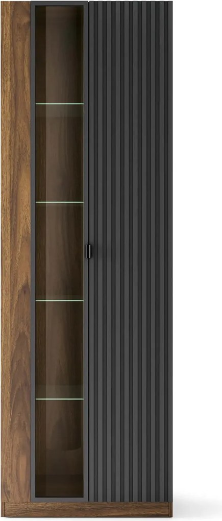 Vitrína s LED osvětlením Radium 11 68 cm ořech Columbia/černá