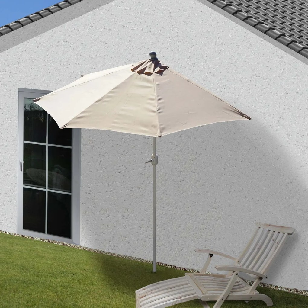 Slunečník půlkruh Parla 270 cm bez stojanu - polyester/hliník - krémová