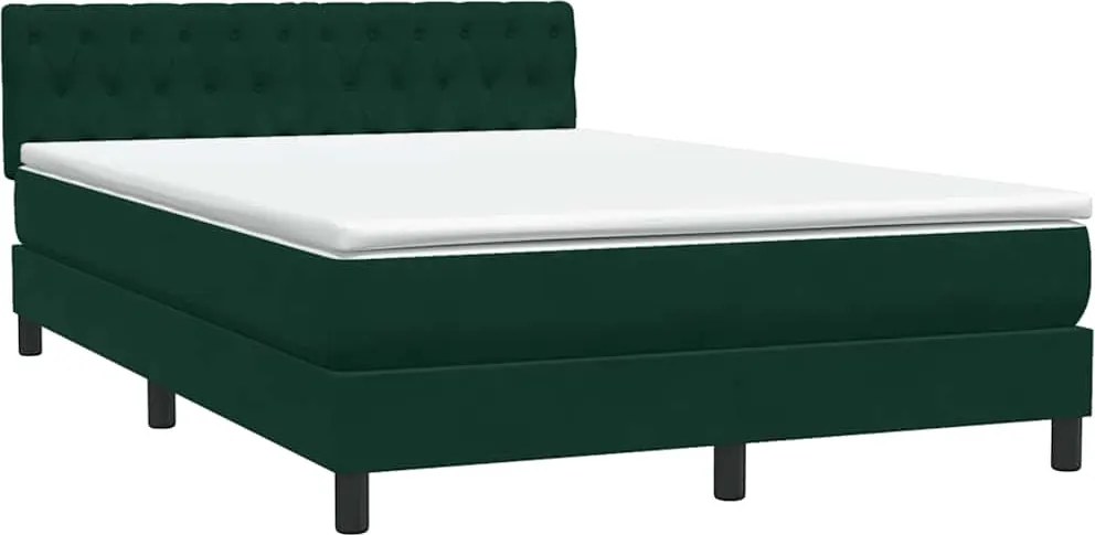 Box spring postel s matrací a LED tmavě zelená 160x220 cm samet 3317226