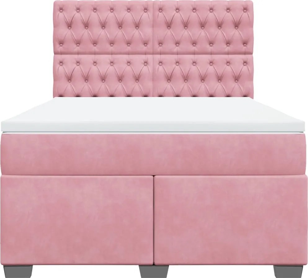 Box spring postel s matrací růžová 140x200 cm samet 3290941
