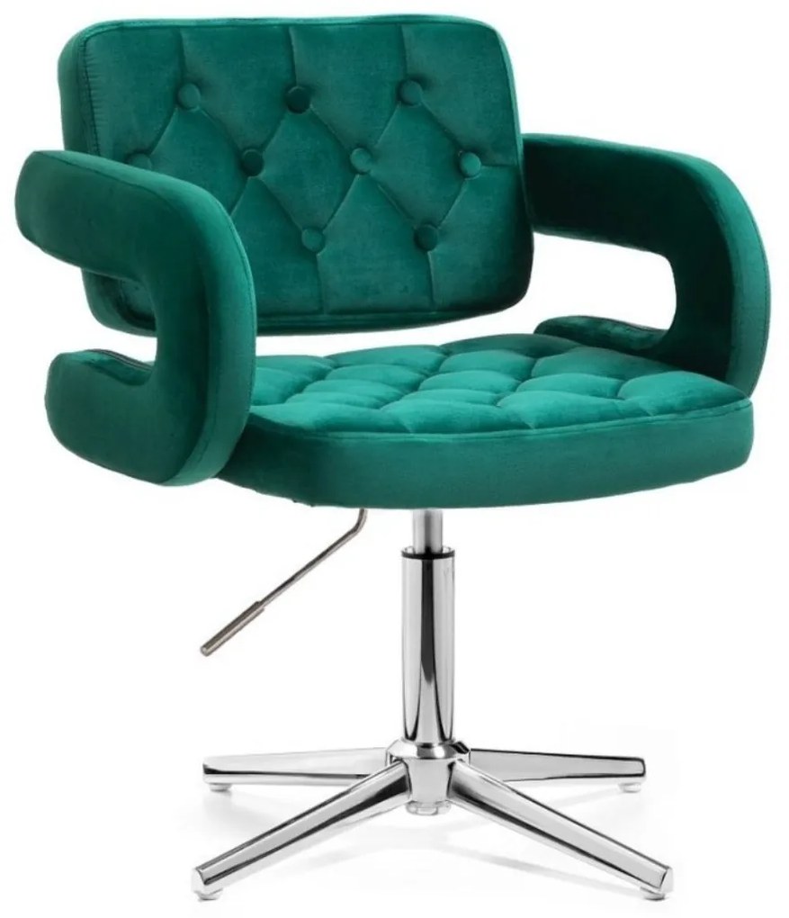 LuxuryForm DESIGN Otočná židle ADRIA VELUR na stříbrném kříži - zelená