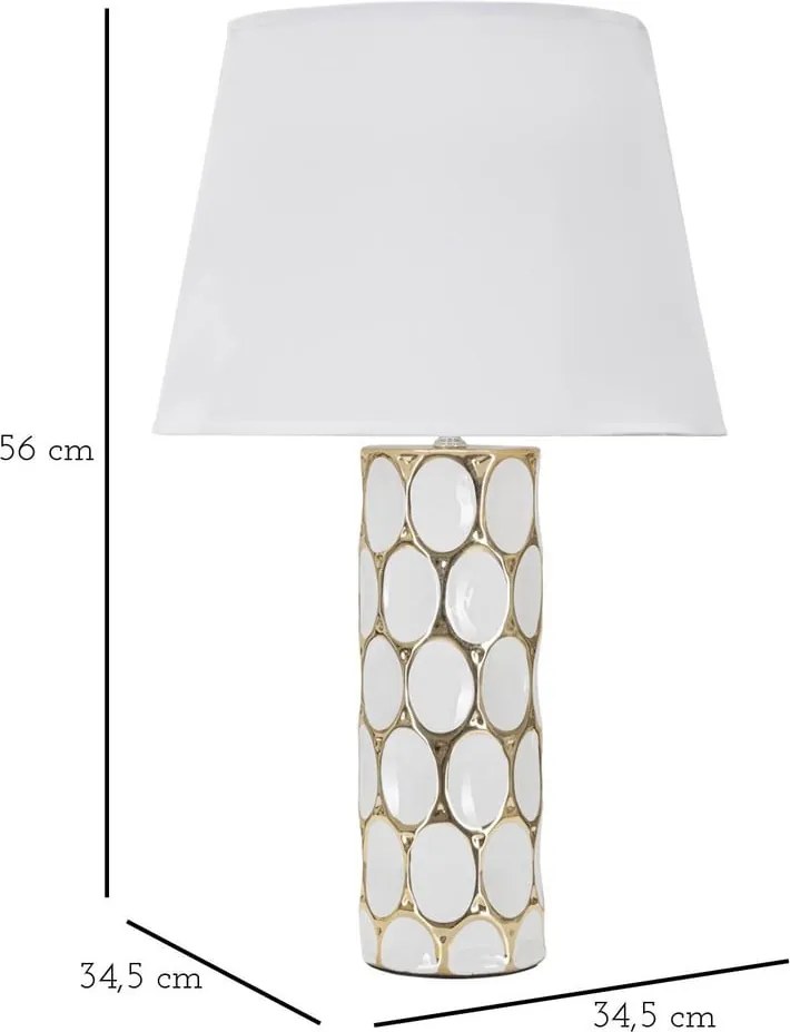 Bílá/ve zlaté barvě keramická stolní lampa s textilním stínidlem (výška 56 cm) Glam Carv – Mauro Ferretti