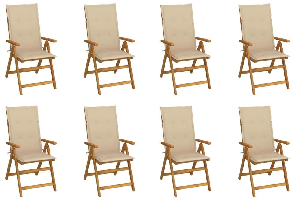 Skládací zahradní židle s poduškami 8 ks masivní akácie,  3075057