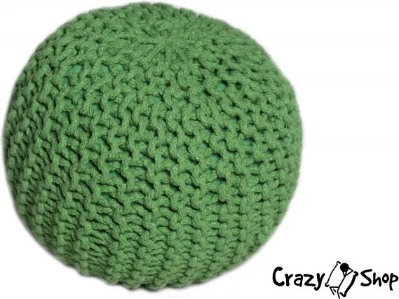 Pletený puf CRAZYSHOP SOLID Mini, zelený (ručně pletený)