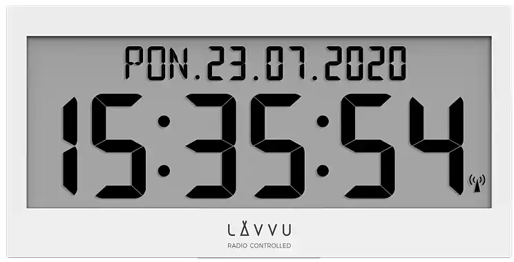 Bílé digitální hodiny s češtinou LAVVU MODIG řízené rádiovým signálem  LCX0010 | BIANO