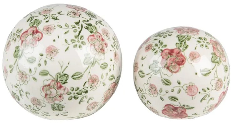 Keramická dekorační koule s růžovými květy Lys S – 9x8 cm