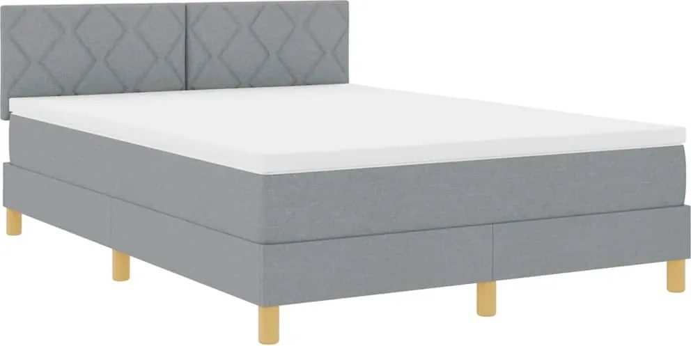 Postel s boxspringem s čelo Světle šedá 140 x 190 cm textil 3338993