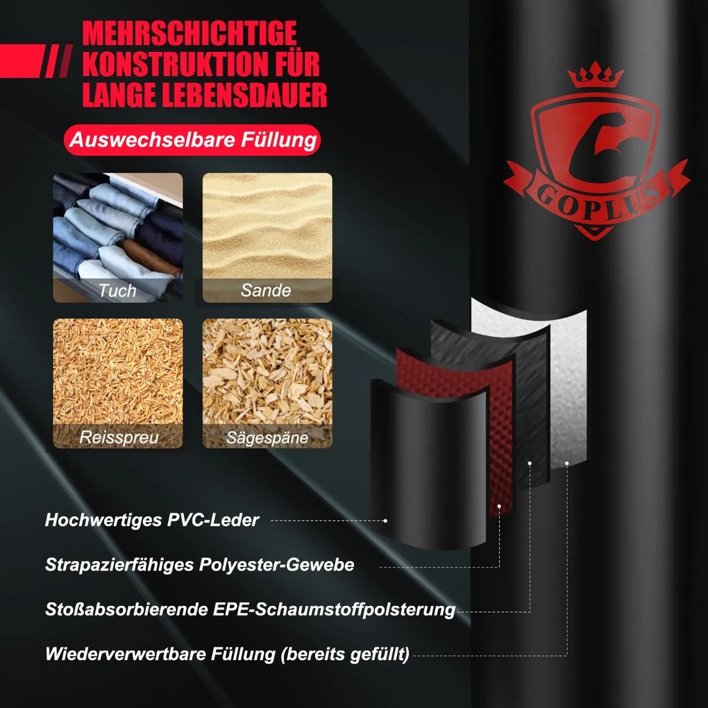 Costway 28,5 kg sada boxovacích pytlů Boxovací pytel s 12 oz boxerskými