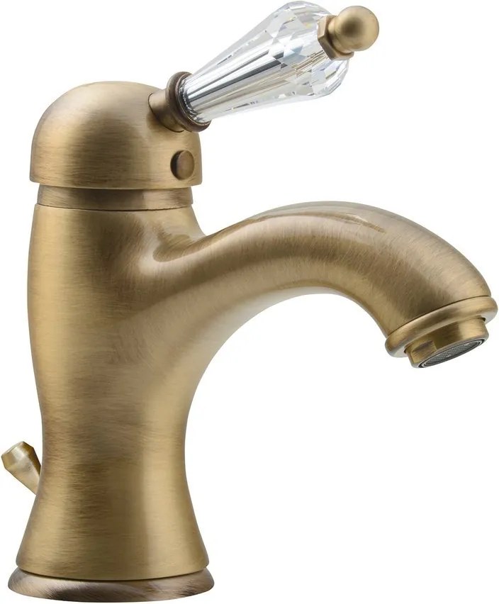 Sapho Sapho, KIRKÉ CRYSTAL stojánková umyvadlová baterie s výpustí, křišťálová páčka, bronz, KI02KB