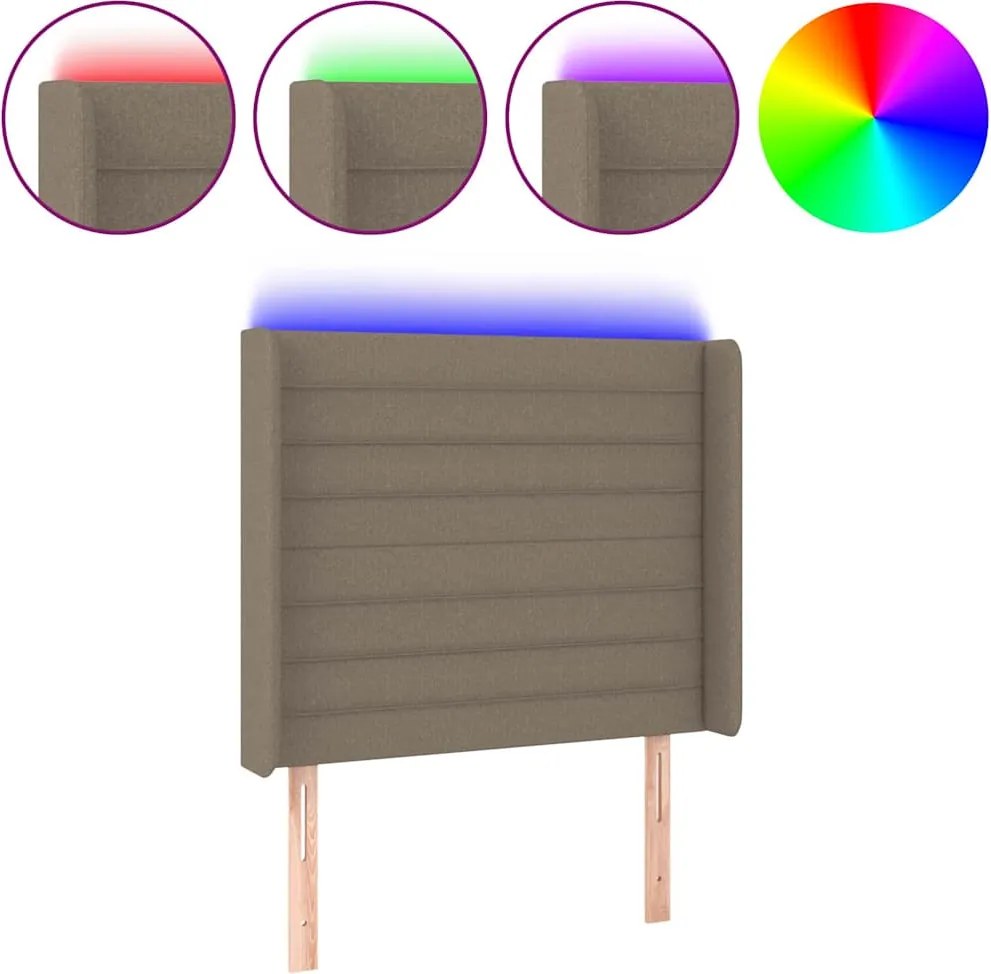 Čelo postele s LED taupe 103 x 16 x 118/128 cm textil 3124182